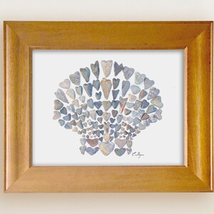 Scallop Shell Art Print, Shell Wall Art, Coastal Art Print, Coastal ...