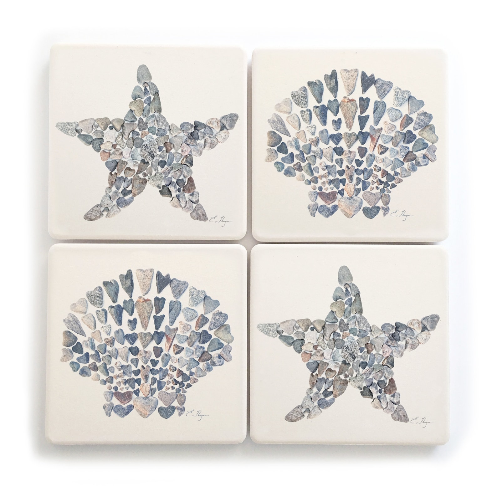 Starfish Coasters, Scallop Shell Coasters, Beach Coaster Set, Coastal ...