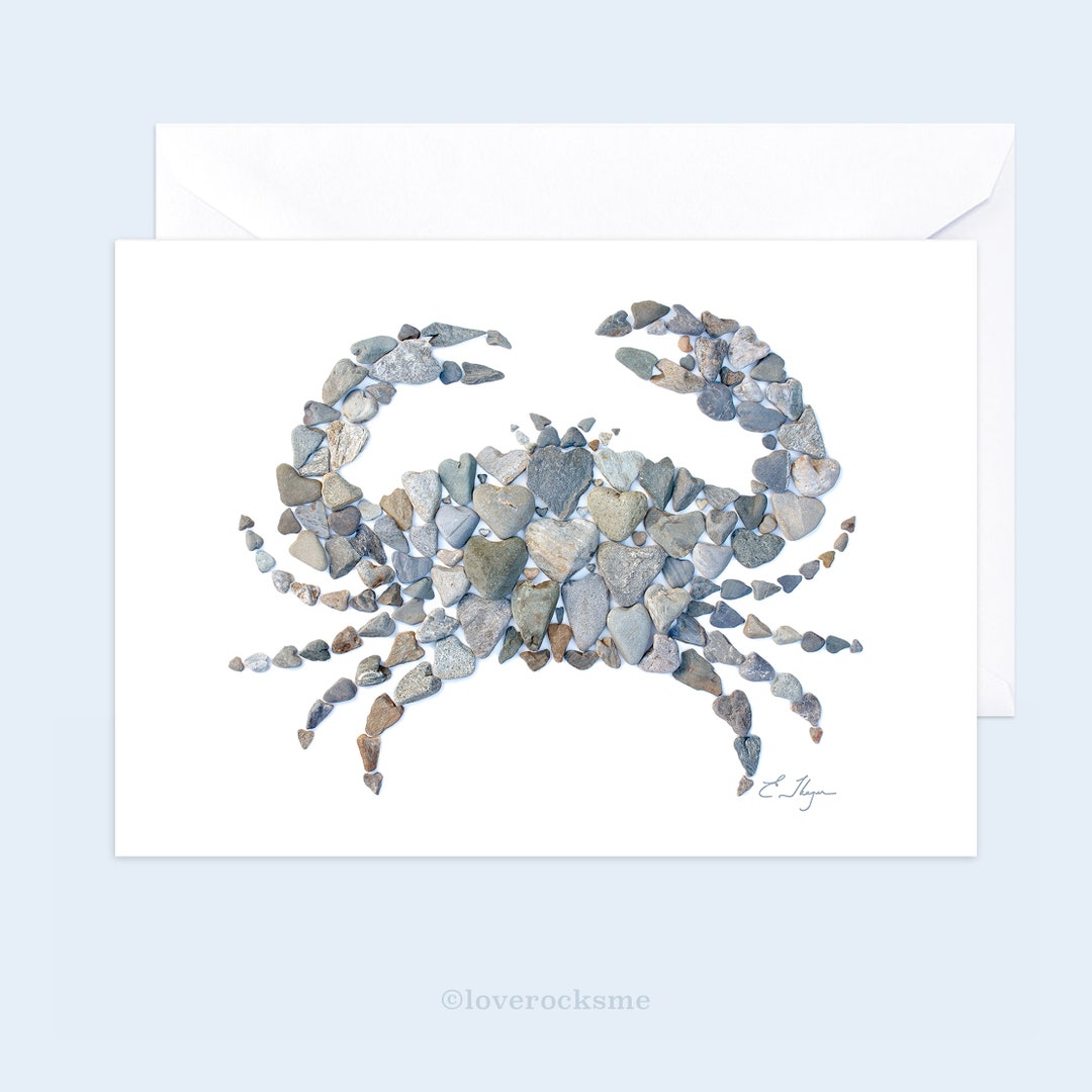 Crab Card, Crab Stationary, Crab Lovers Gift, Blue Crab Art, Sea Life ...