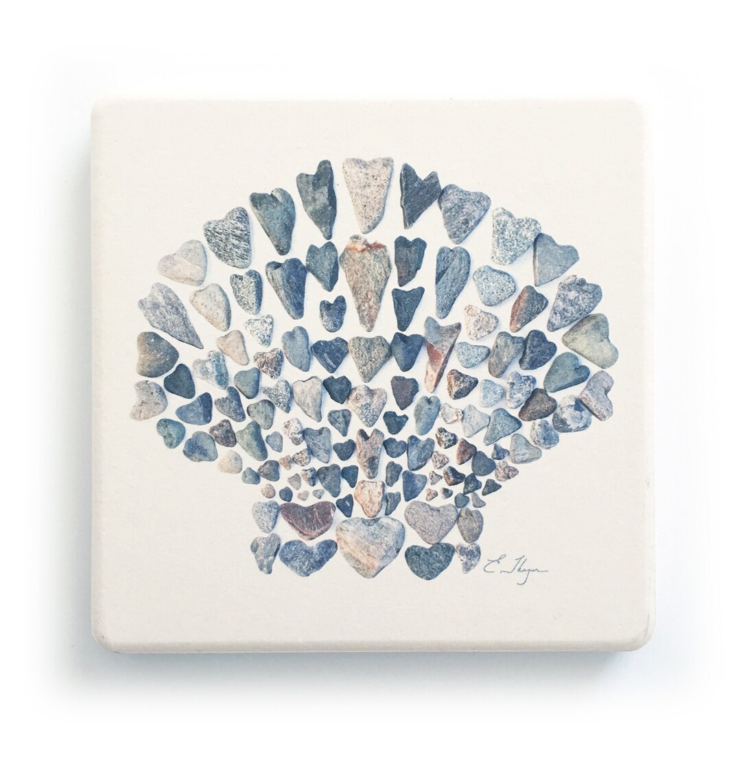 Scallop Shell Coaster, Scallop Shell Decor, Seashell Art Gifts, Coastal ...