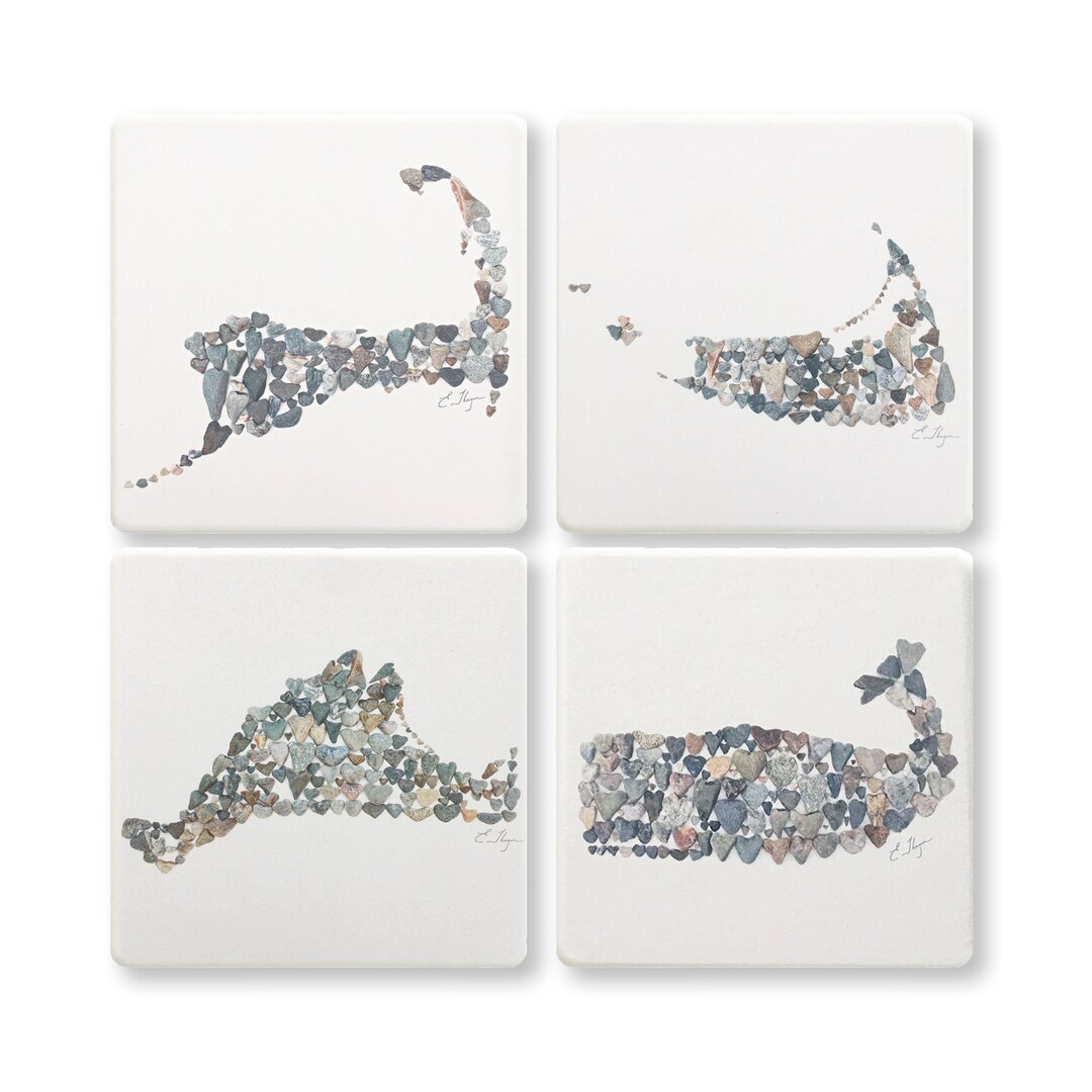 Cape & Islands Coaster Set, Cape Cod Coasters, Martha's Vineyard ...