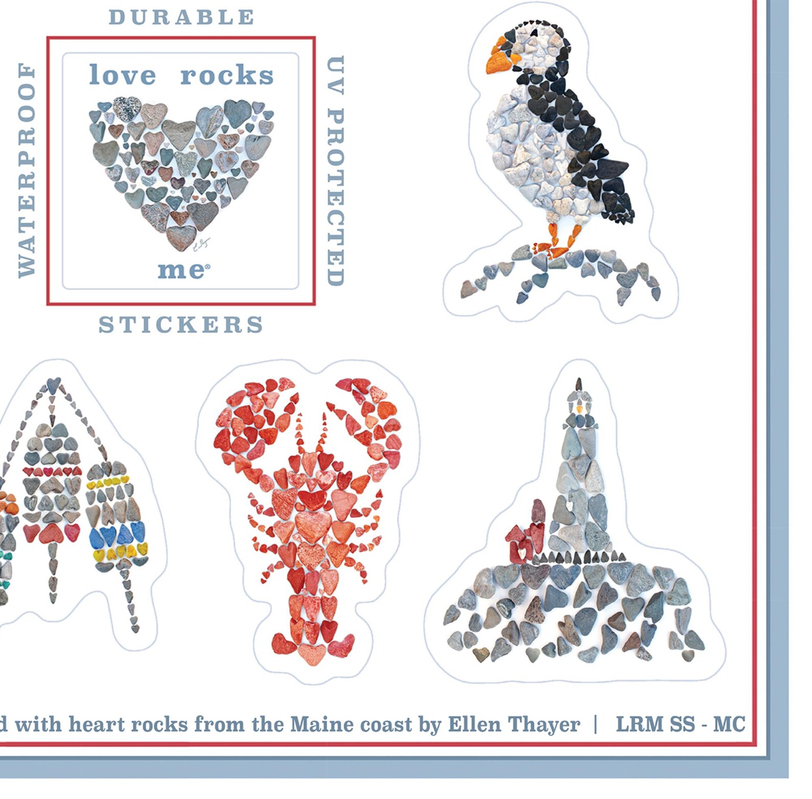 Maine Coast Vinyl Sticker Sheet, New England Decals, Lobster, Puffin ...