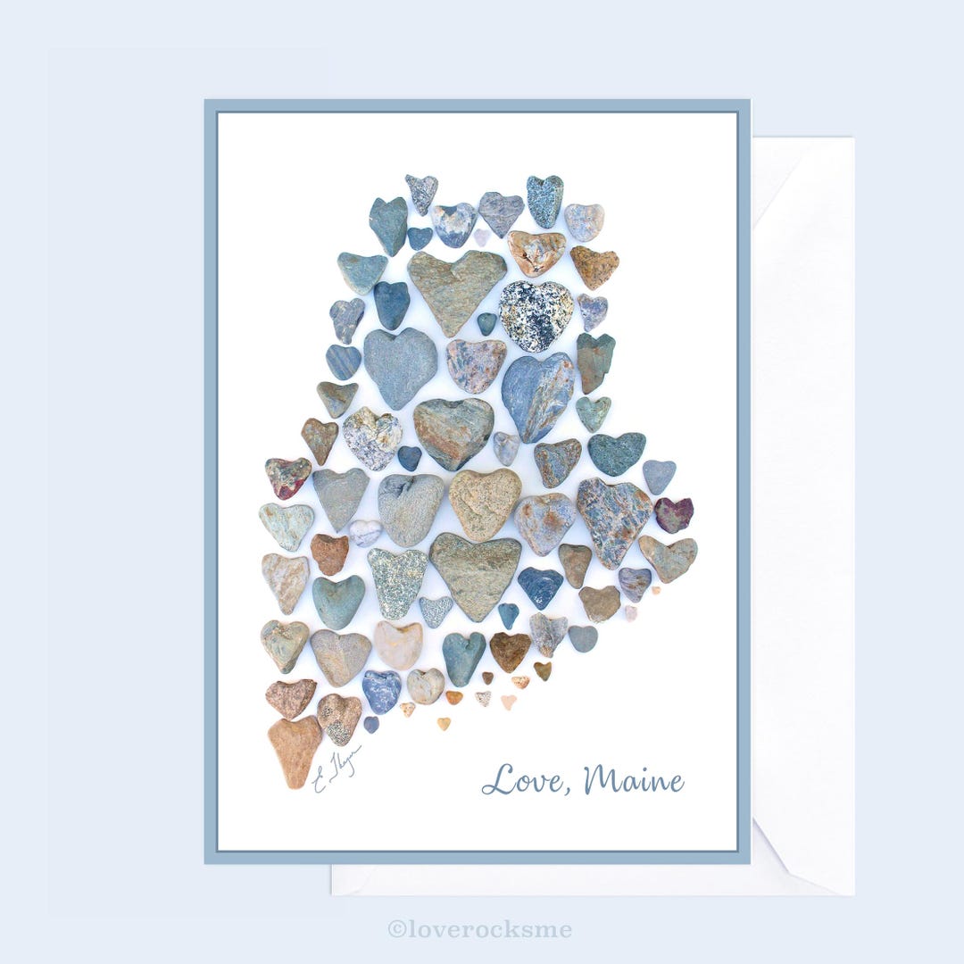 Maine Map Note Card, Maine State Map Card, Maine Map Art Gifts, Maine ...