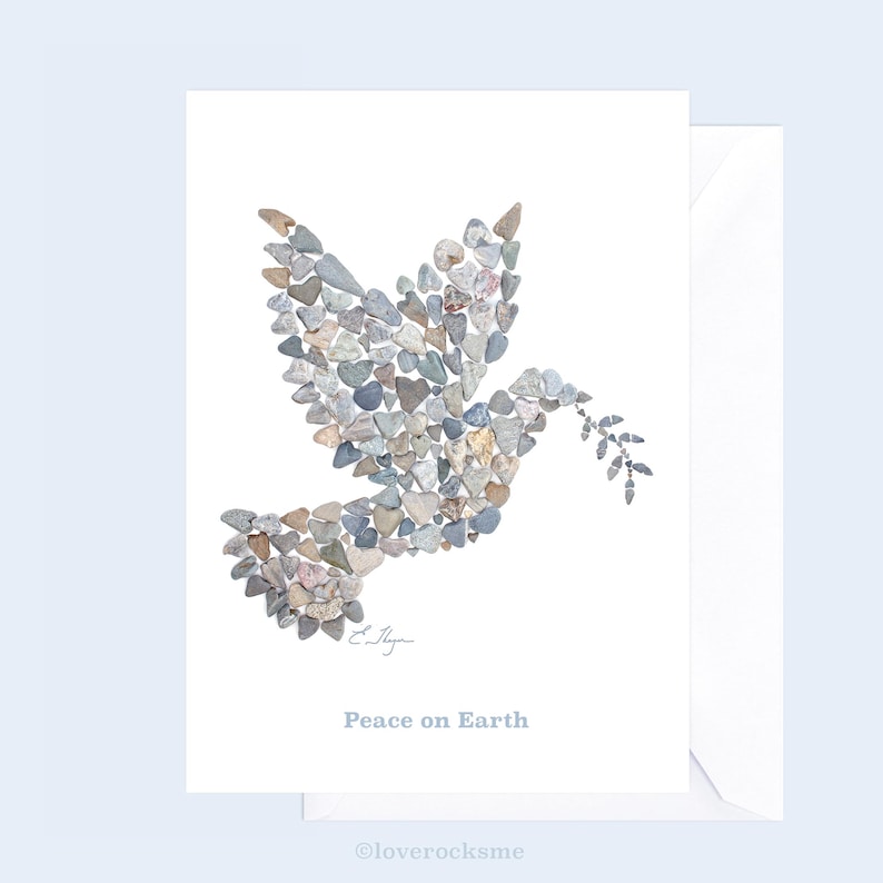 Peace on Earth Card, Christmas Dove Card, Beach Christmas Card, Coastal ...