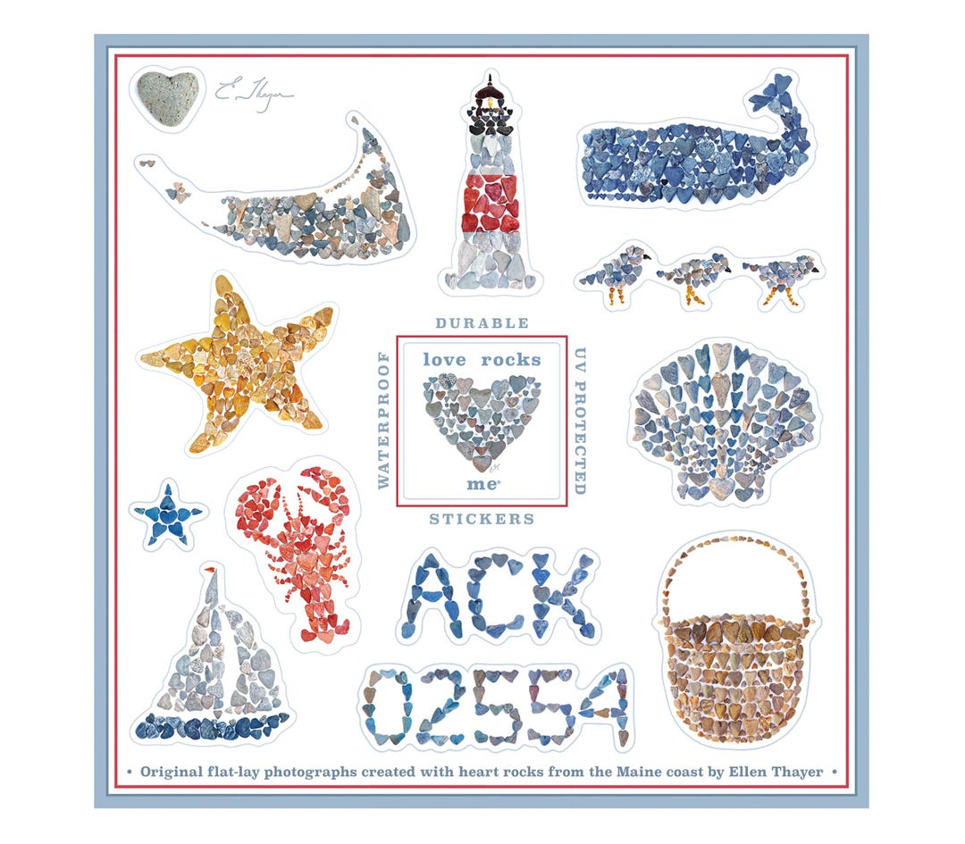 Nantucket Vinyl Sticker Sheet, Nantucket Vinyl Stickers, Nantucket Map ...