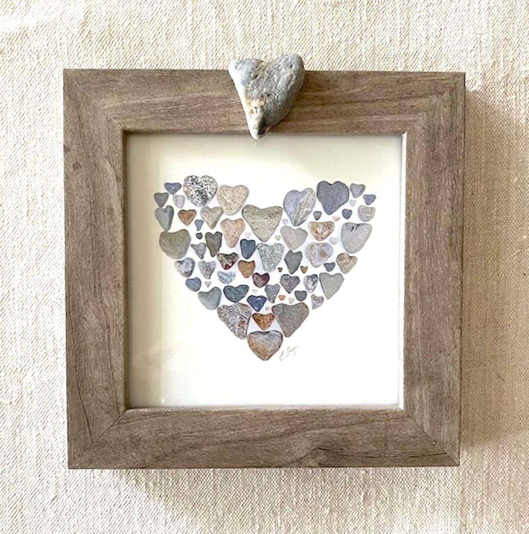 Framed Heart Print, Heart of Hearts Art Decor, Heart Rock Frame, Gifts ...