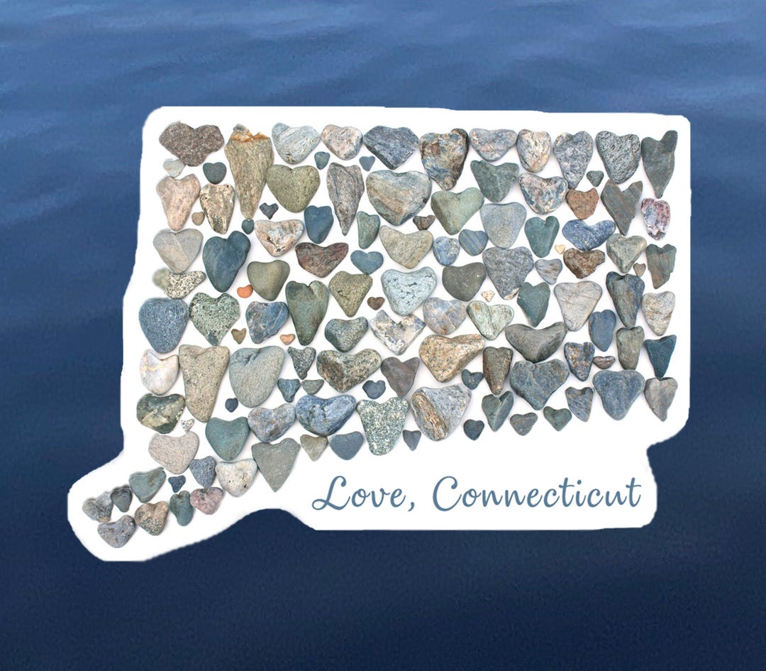 Connecticut Map Vinyl Sticker, Connecticut Map Decal, Connecticut Love ...