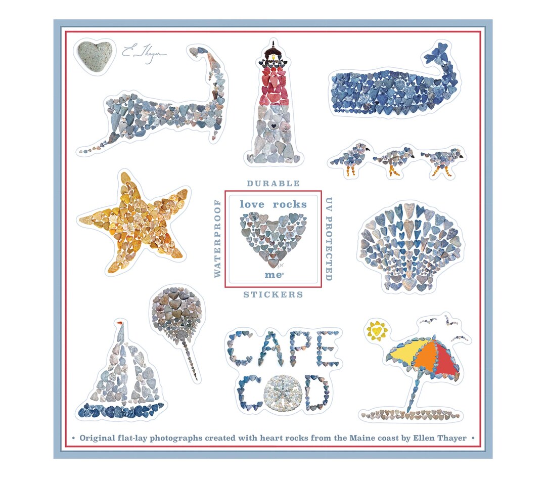 Cape Cod Vinyl Sticker Sheet, Cape Cod Vinyl Stickers, Cape Cod Gifts ...