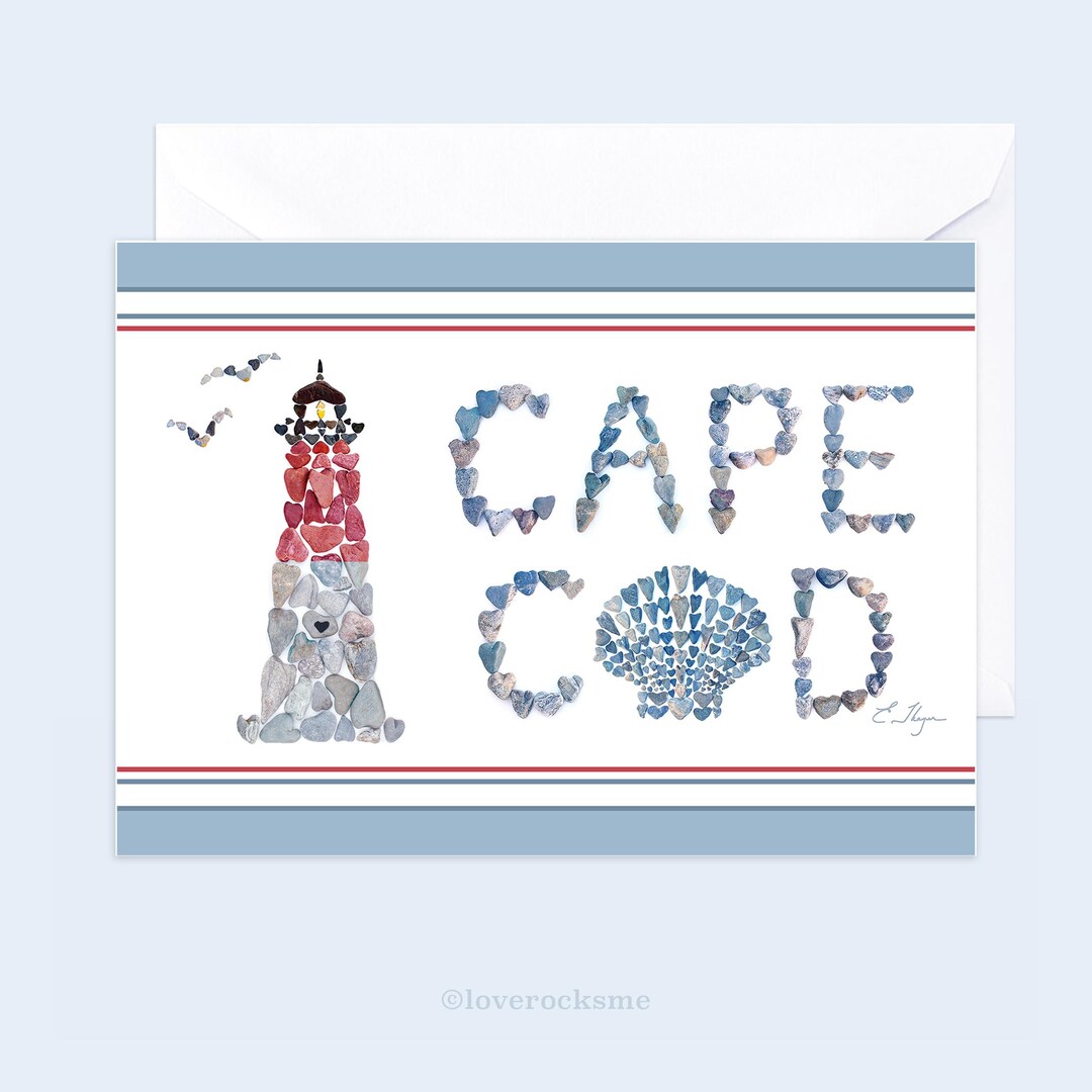 Cape Cod Nauset Lighthouse Card, Cape Love Stationary Souvenir, Heart ...
