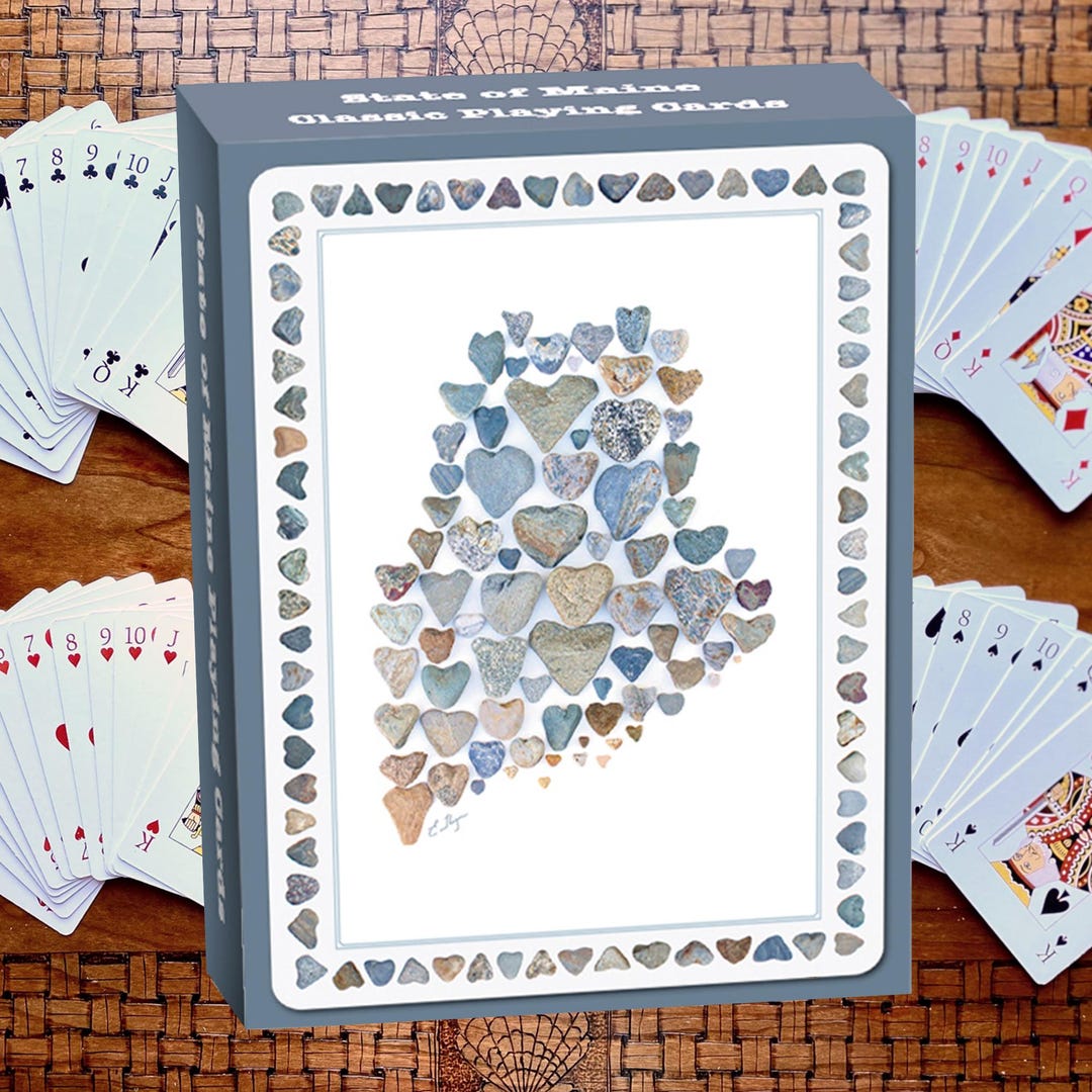 Maine Map Playing Cards, Maine Map Card Deck, Maine Map Gifts, State of ...