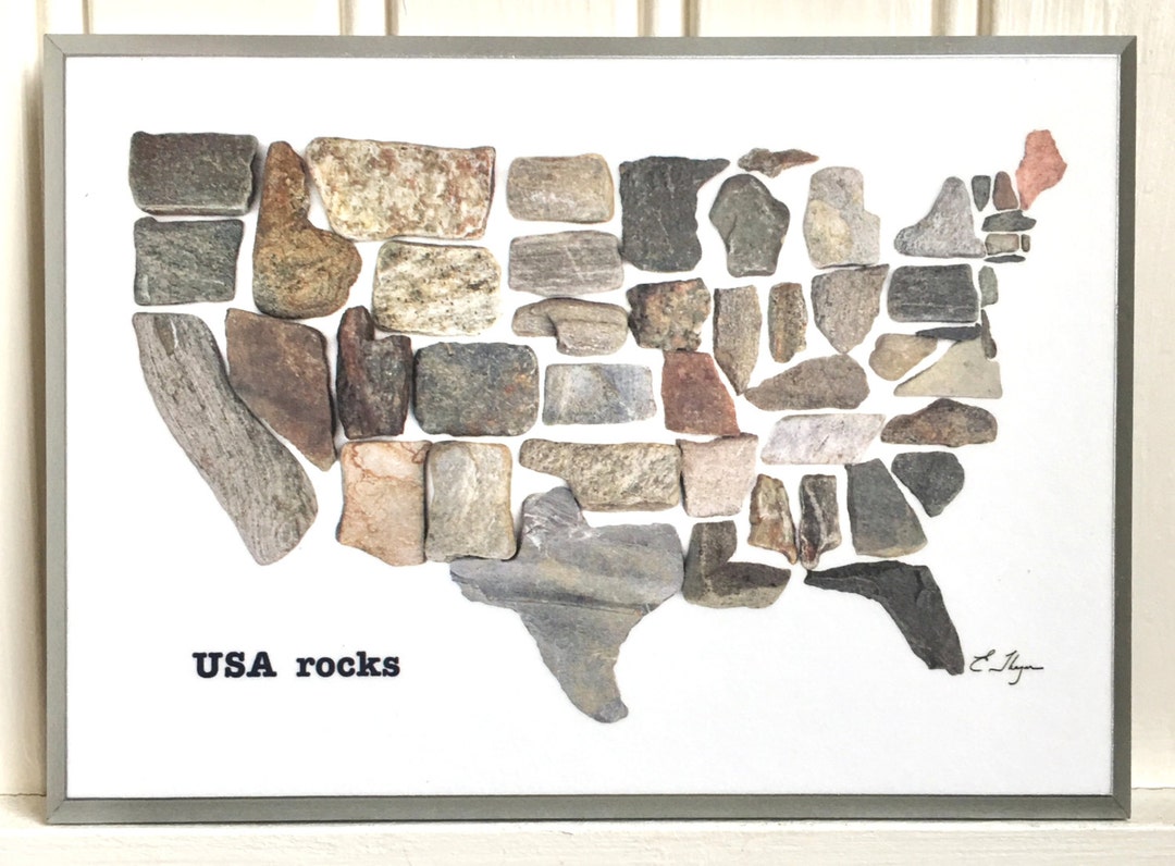 USA Rocks 8.5x11" Plaque, USA States Map, USA States Art, United States ...