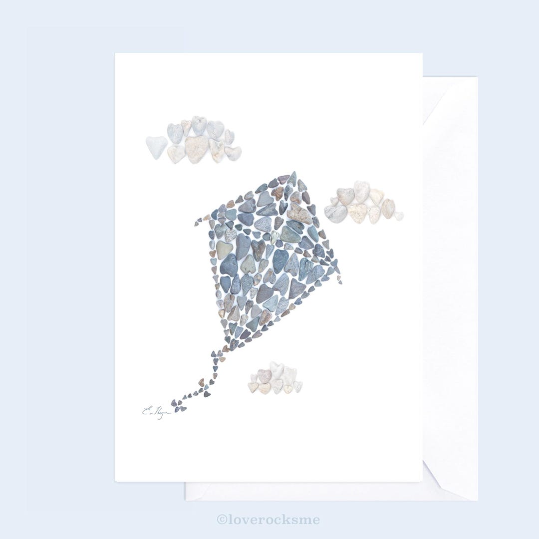 Kite Flying Card, Sky and Clouds Note, All Occasion Summer Stationary ...