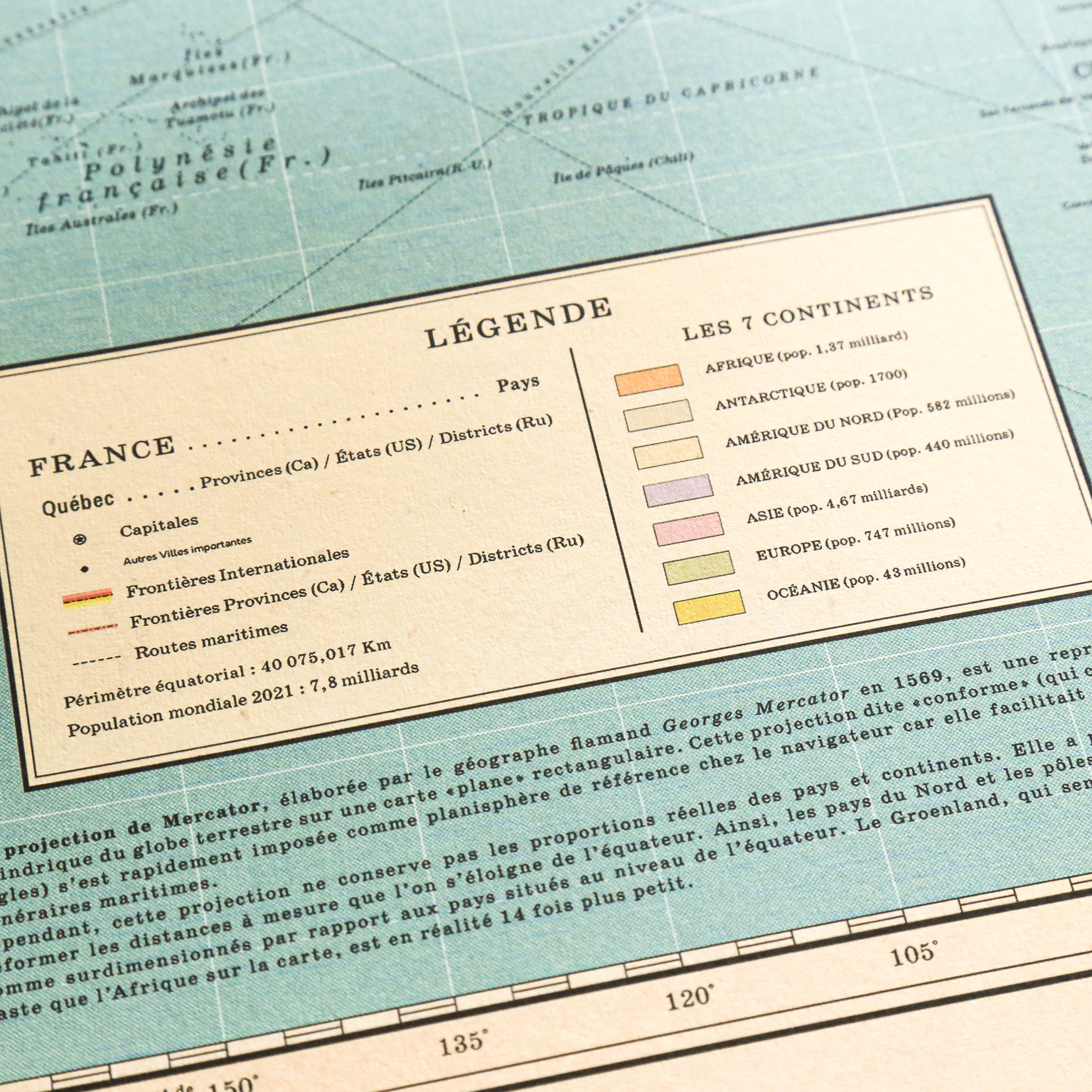 French Poster Current World Map Vintage Style Detailed - Etsy UK