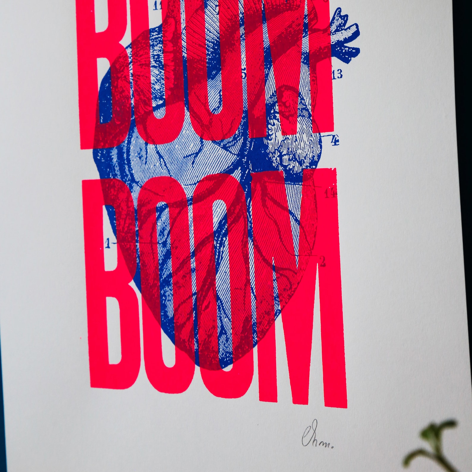 Poster Silkscreened Heart Boom Boom Rose Fluo A3 Signed by | Etsy