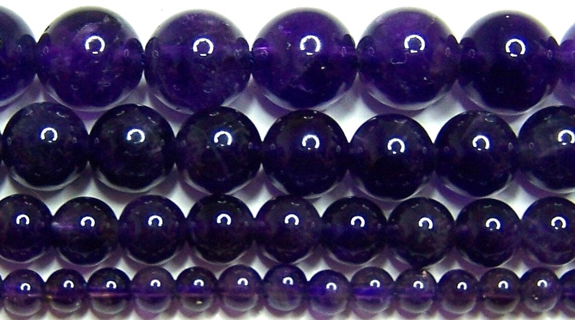 AAA Amethyst Beads Genuine Real Stone 2mm-3mm-4mm-6mm-8mm-10mm-12mm ...