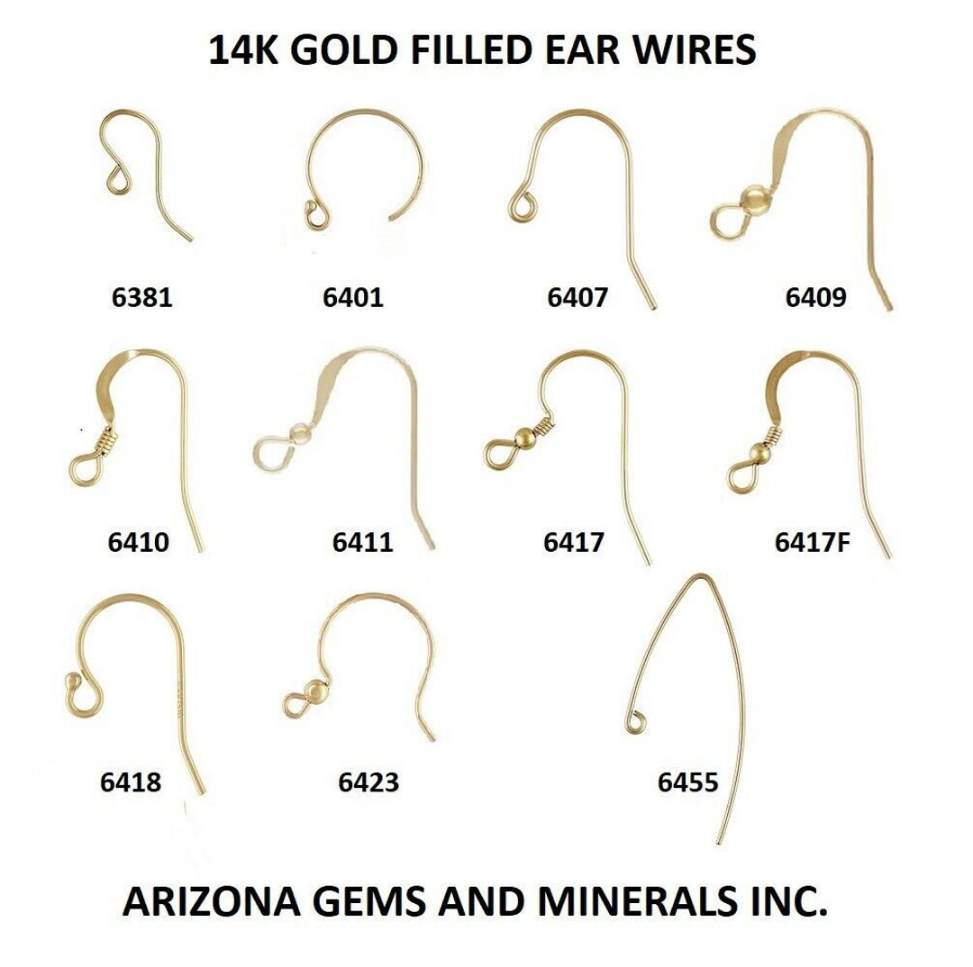 14K Gold Filled Hook Ear Wires & French Ear Wires 11 Styles+ 4pc-10pc ...