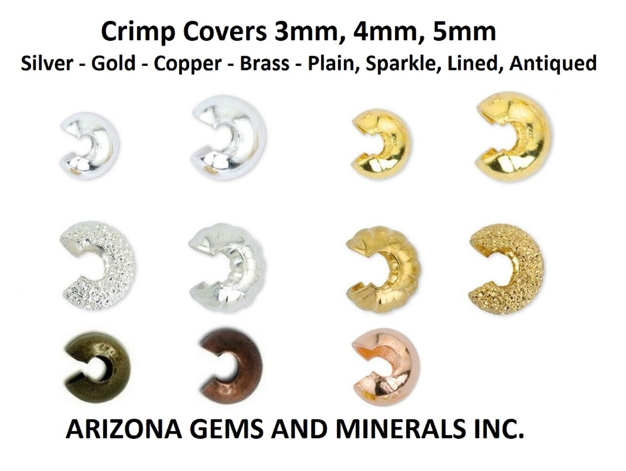 Beadalon Crimp Covers. 3mm, 4mm, and 5mm. Silver, Gold, and Copper ...