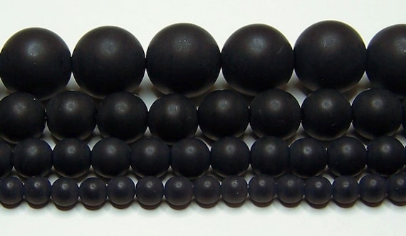 Matte Black Onyx Beads Genuine Real Stone - Etsy