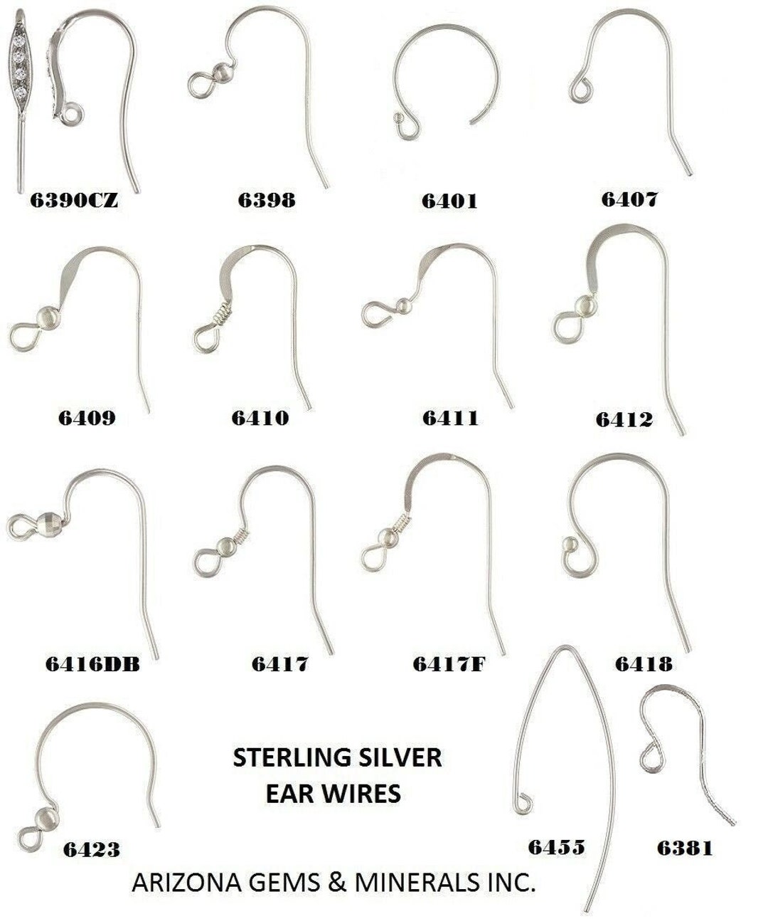 Sterling Silver .925 Hook Ear Wires & French Ear Wires 15 Styles+10pc ...