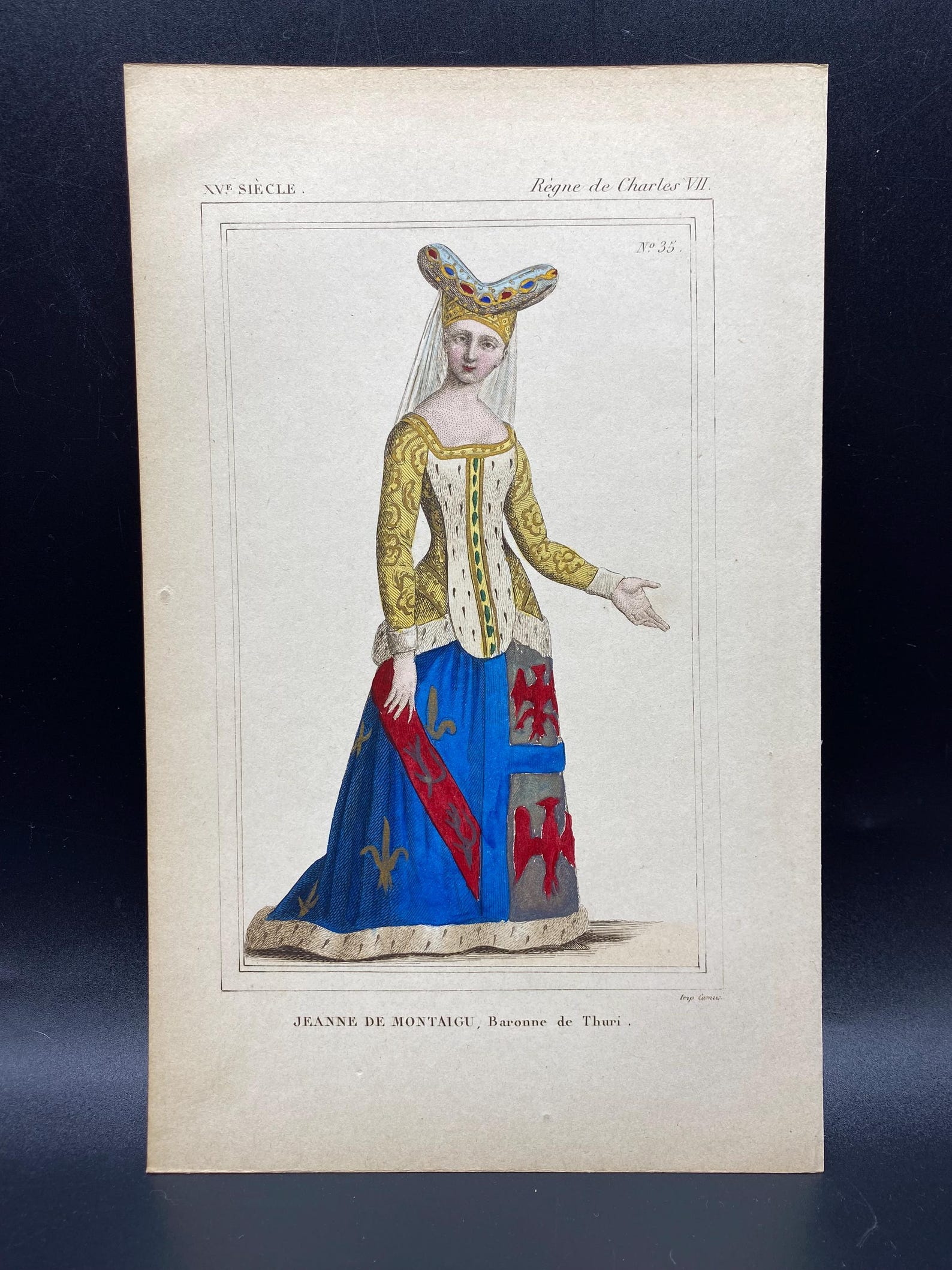 Original 1852 Bookplate Jeanne De Montagu, Wife of Jacques De Bourbon ...