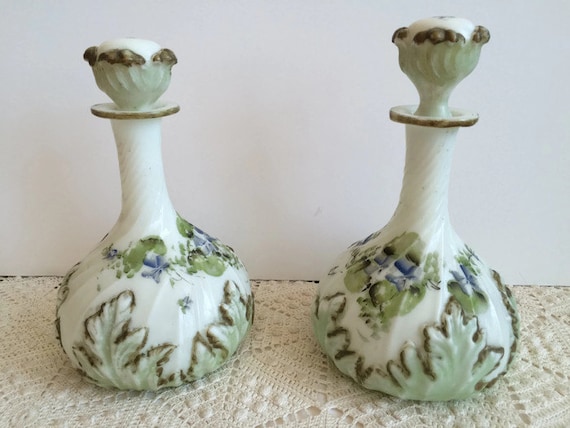 Pair of Antique Glass Barber Bottles EAPG Victorian Large | Etsy