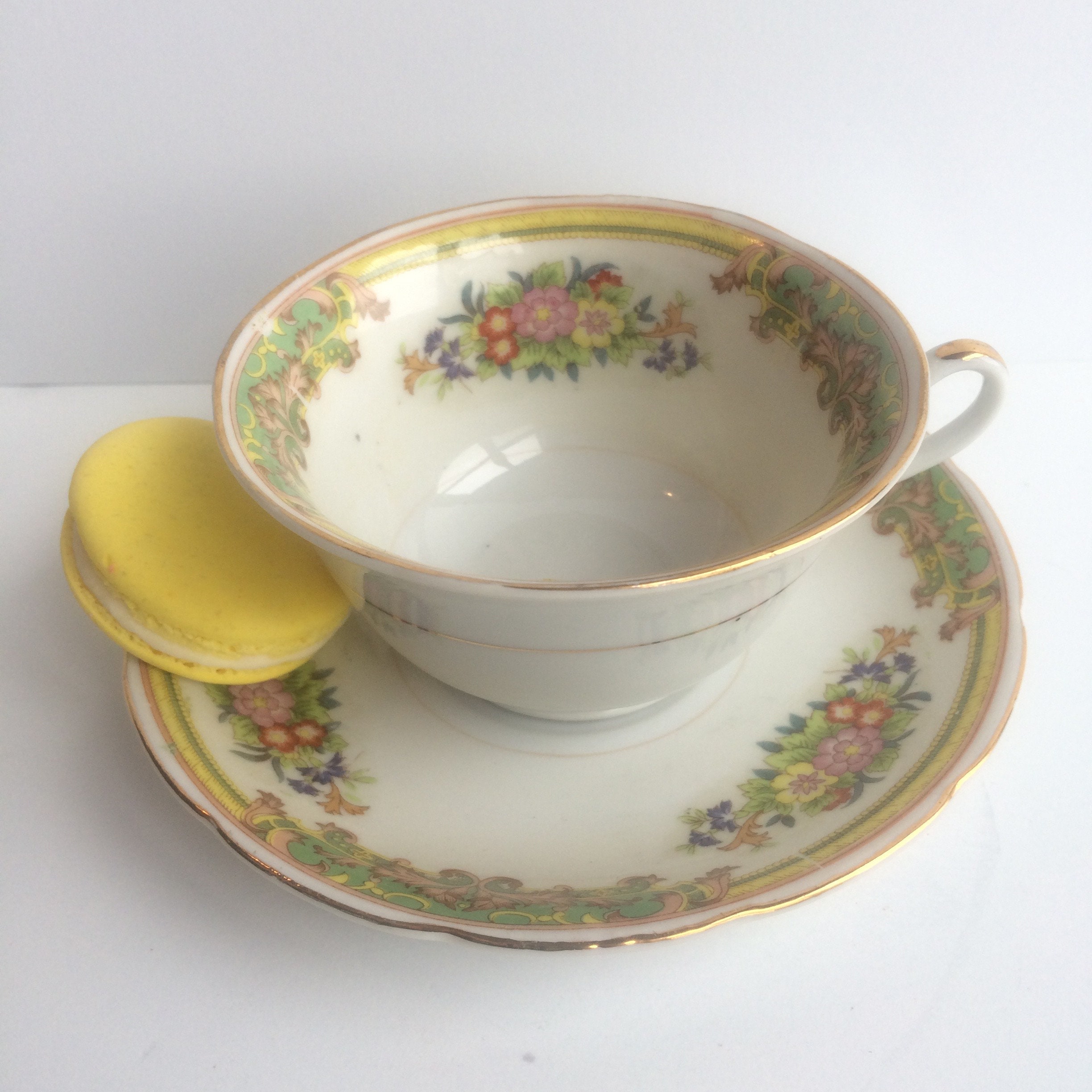 1950’s Vintage Tea Cup Set, Yellow and Floral Japan Made Tea Set ...