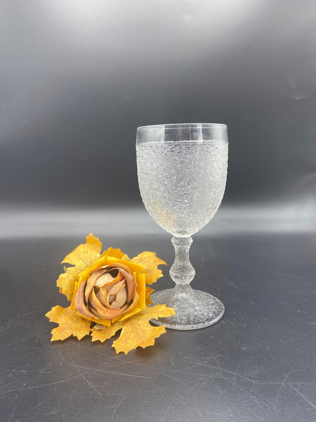 Antique Wine Glass, EAPG Tree of Life Pattern Clear Flint Goblets by ...