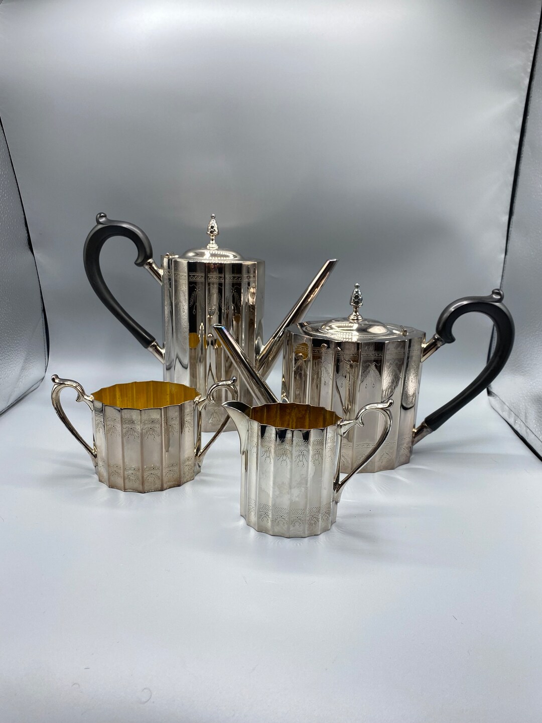 4 Piece Tea Set Marked Tiffany & CO, Silver Plated in Very Good Condition, Coffee Pot, Teapot ...