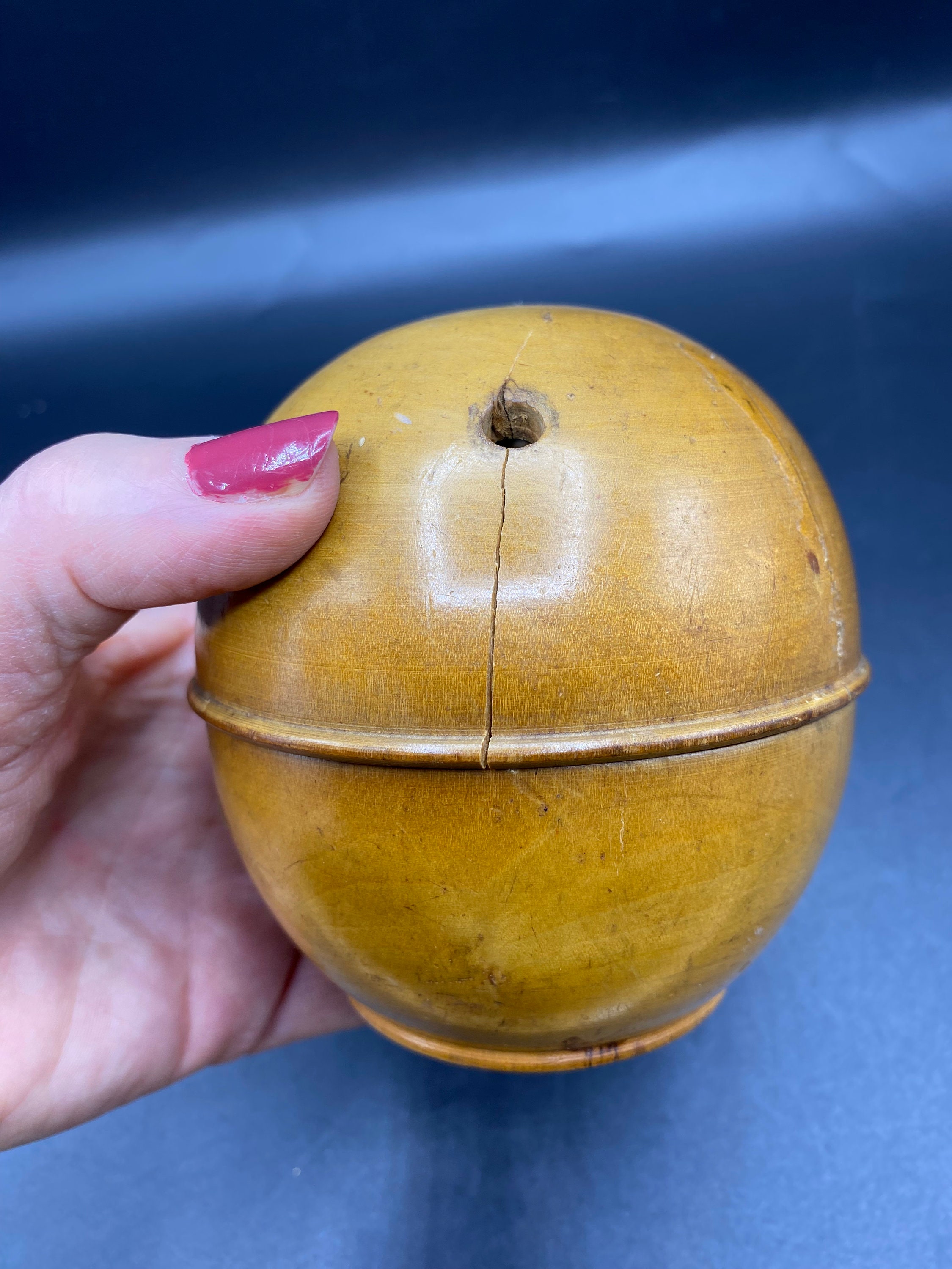 Antique String Holder Jar Fruitwood Treenware, Good Condition ...