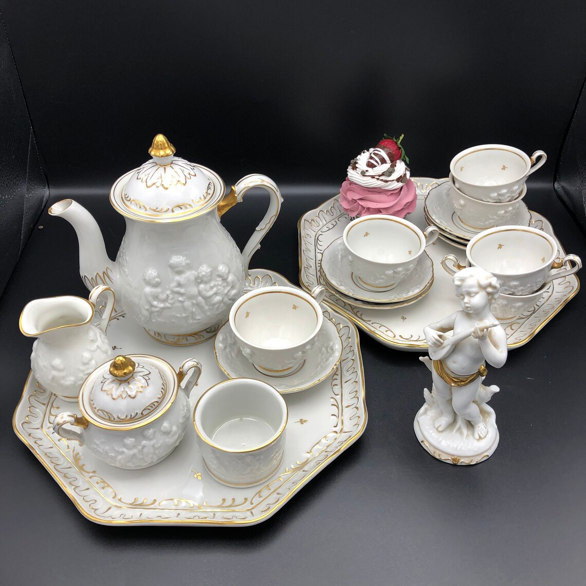 25 Piece Vintage Capodimonte Tea Service in White and Gold - Etsy