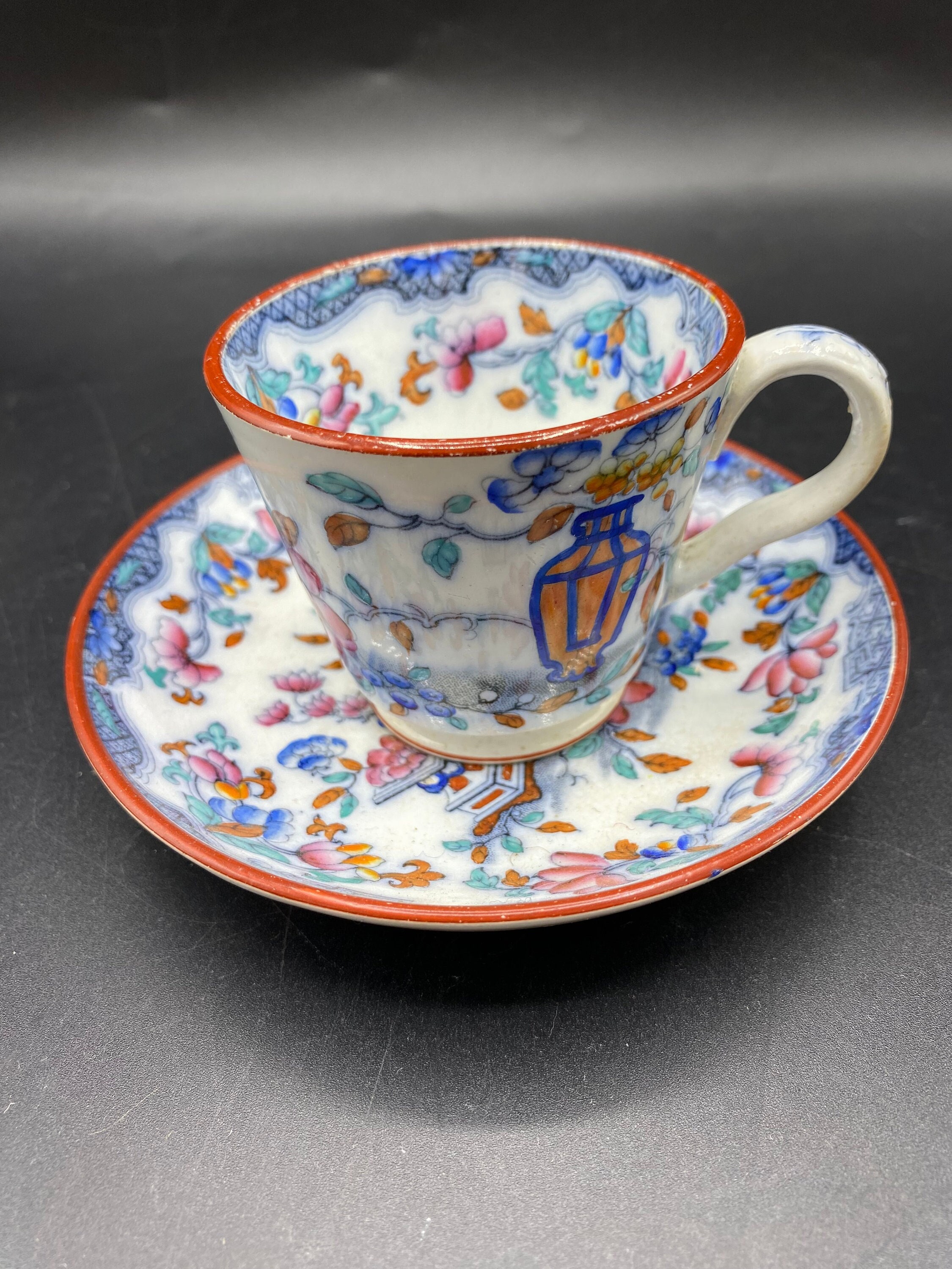 Very RARE Antique Minton poonah Vase With Flowers Pattern 1840's Footed ...