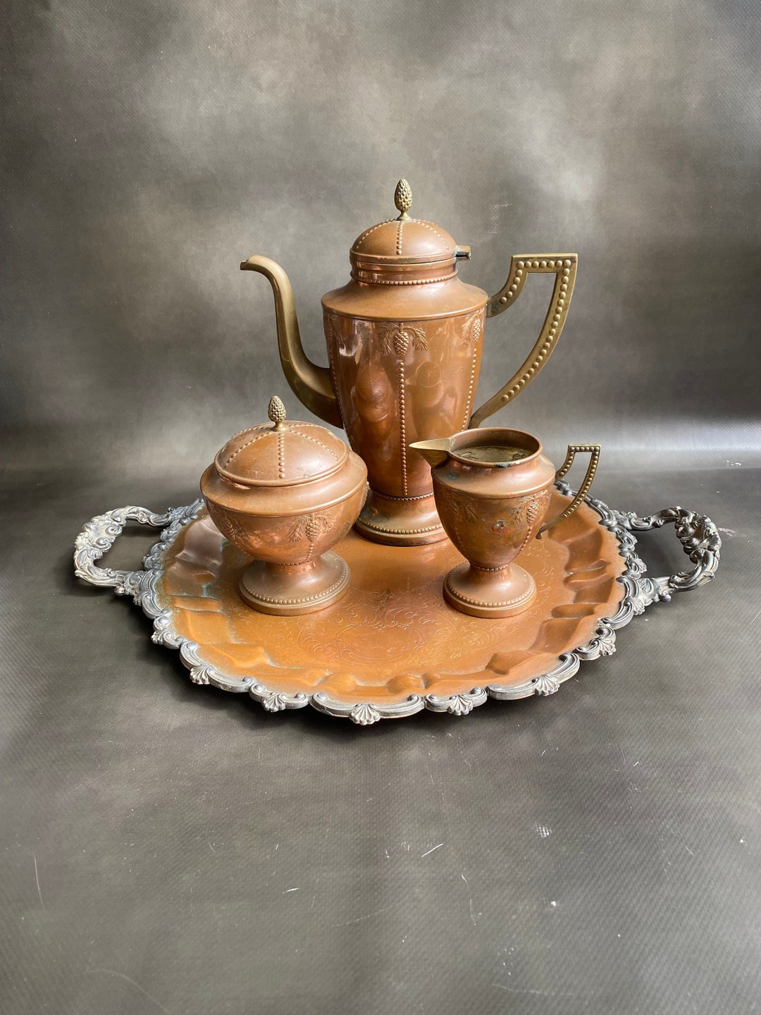 Antique Copper Tea Set by Gust Erikksson, Eskilstuna Denmark, Teapot ...