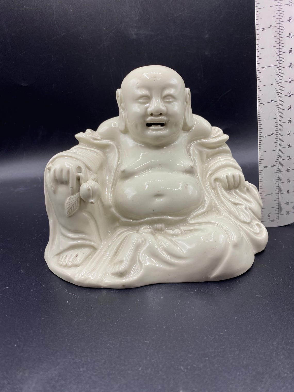 Antique Blanc De Chine Dehua Budai, Budai Heshang, Small White Seated ...