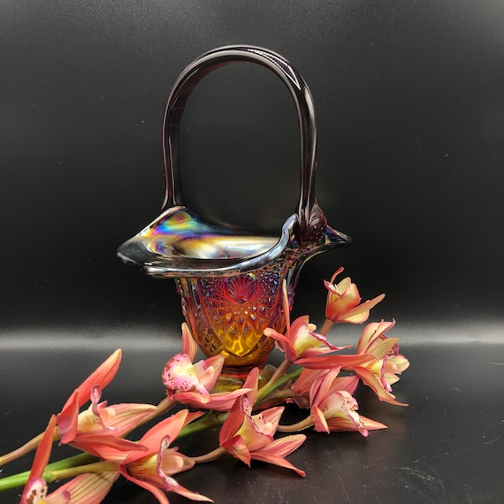 Antique Glass Flower Basket Antique New England Glass Co. NEGC Glass