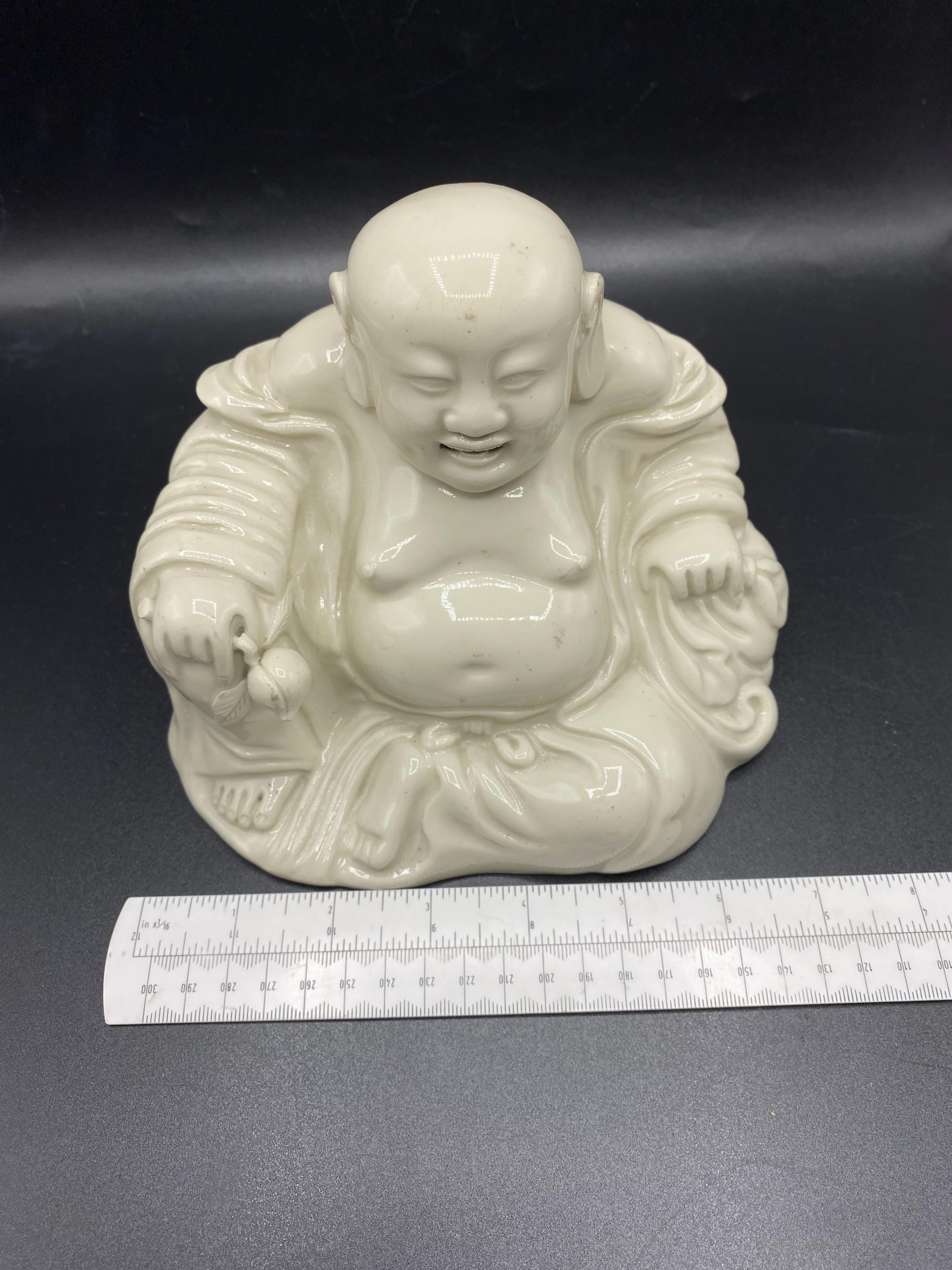 Antique Blanc De Chine Dehua Budai, Budai Heshang, Small White Seated ...