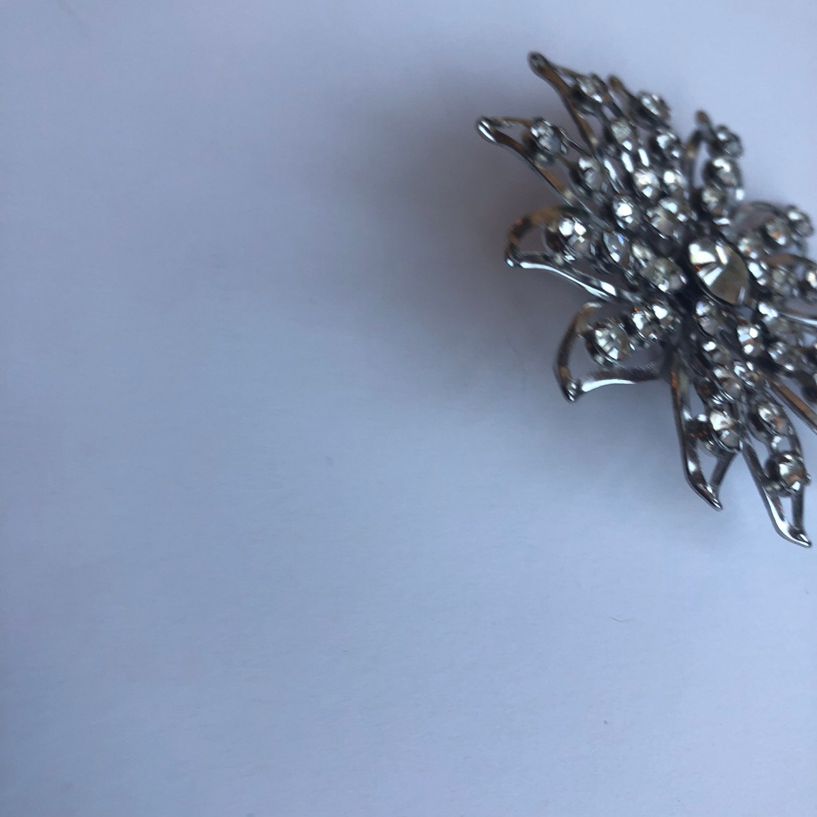 Vintage White Rhinestone Brooch/1950s/ Prom Jewelry/ Wedding Jewelry ...