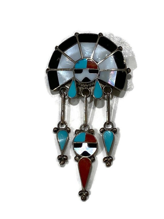 Vintage Zuni Raymond Lattice Sun Sterling silver broo… - Gem