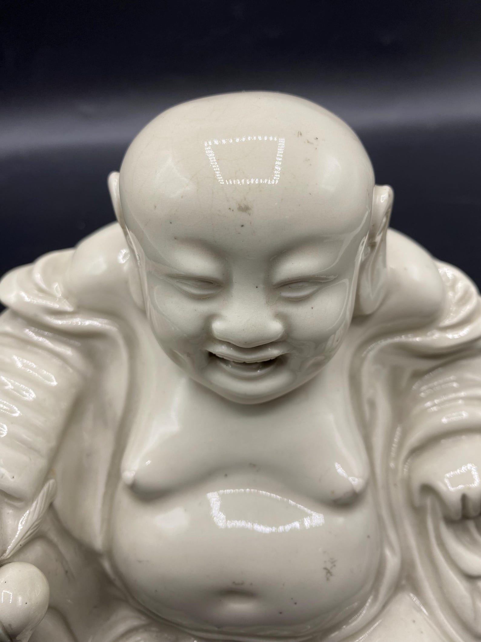 Antique Blanc De Chine Dehua Budai, Budai Heshang, Small White Seated ...