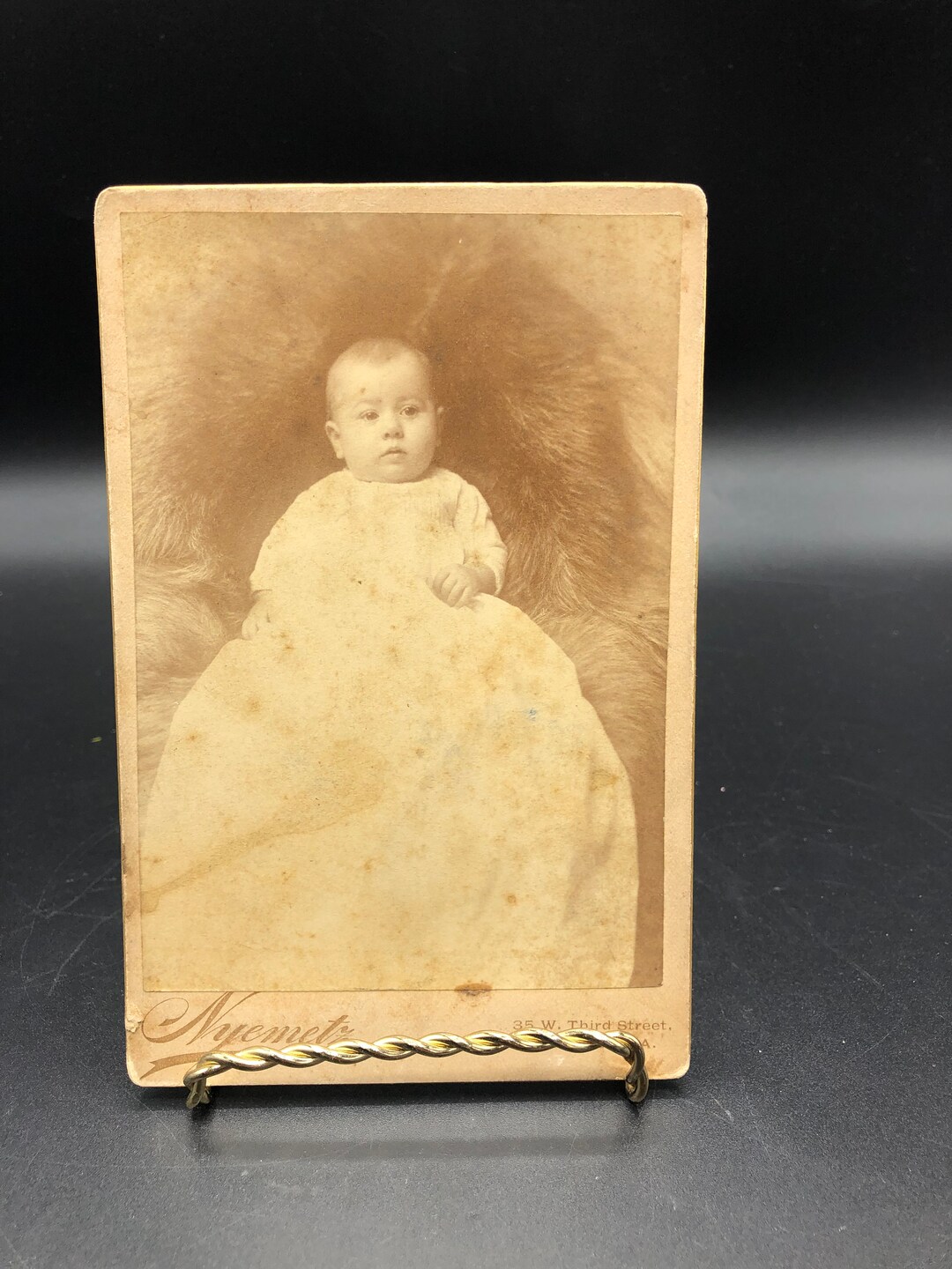 Antique 1880's Photo Baby in Christening Gown, Nyemetz Chester PA ...