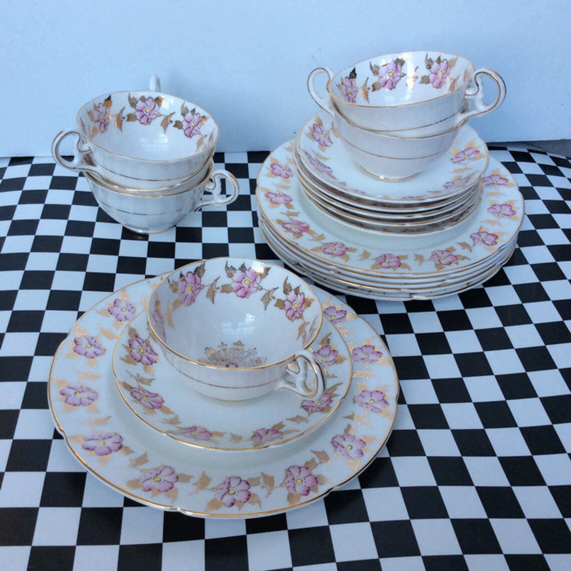 18 Piece Vintage Dessert Set Teacups and Dessert Plate Royal - Etsy