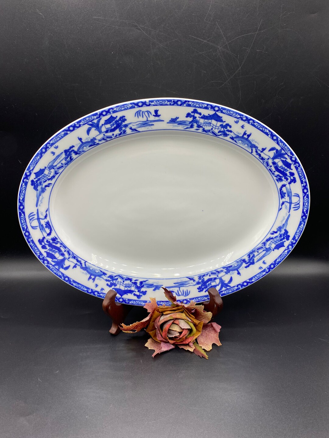 Large Antique Platter Noritake Morimura Blue and White Chinoiserie ...