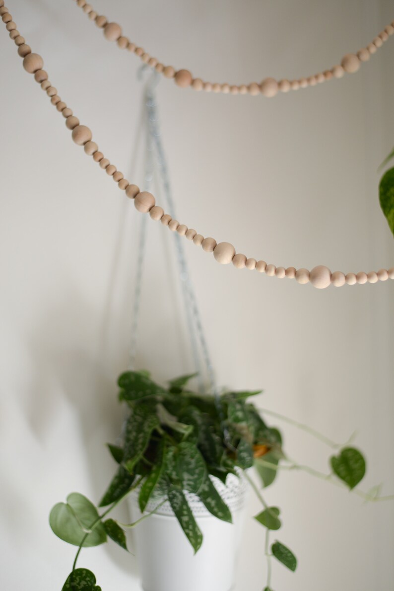 Wooden Bead Garland, Boho Room Decor, Farmhouse Garland, Minimal ...