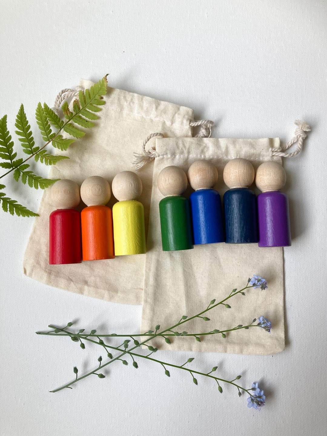 Rainbow Color Learning Pegs, Rainbow Peg Dolls, Montessori Peg Dolls ...