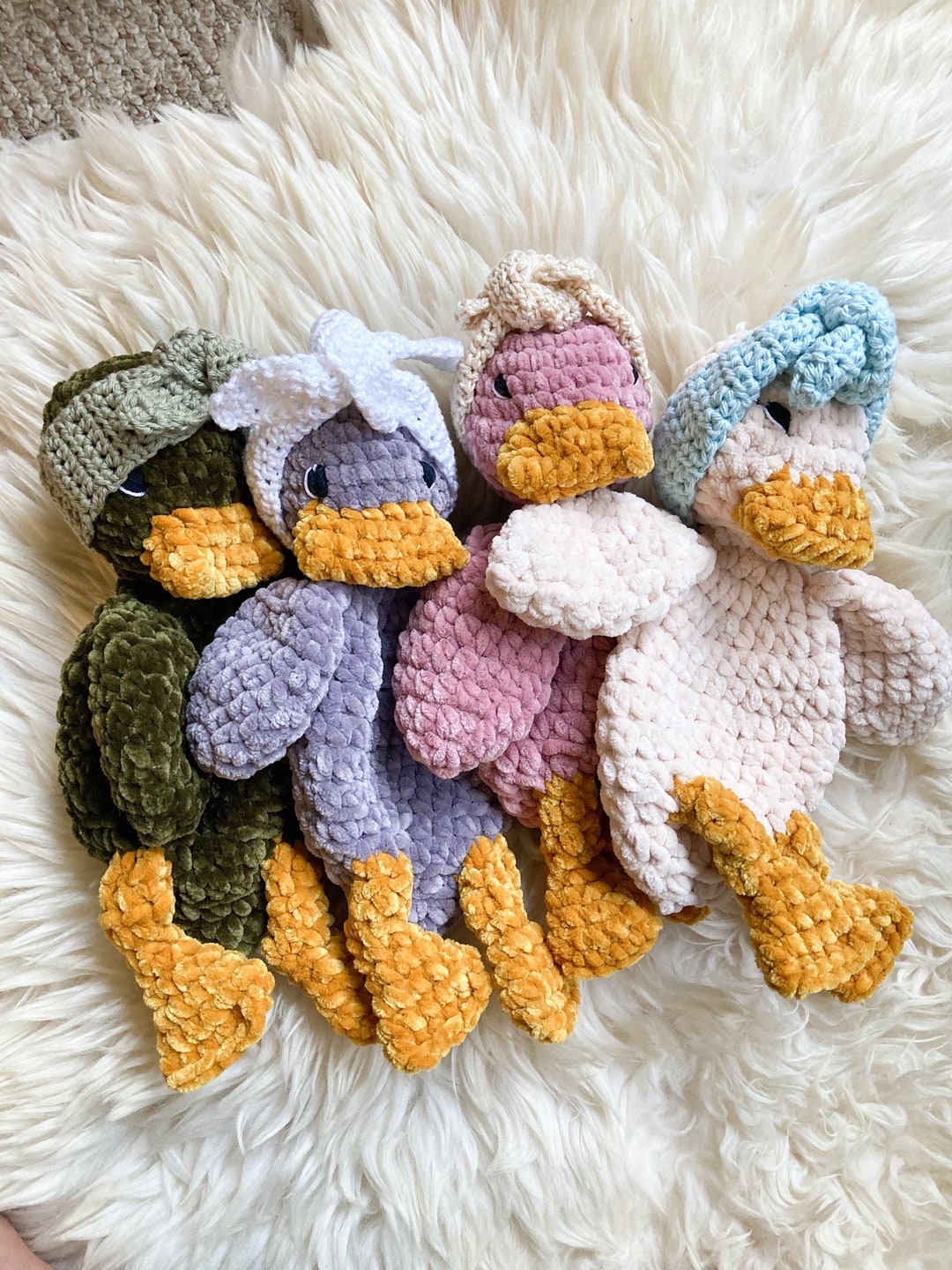 Della Duck, Crochet Lovey, Duck Snuggler, Crochet Duck Lovey, Handmade ...