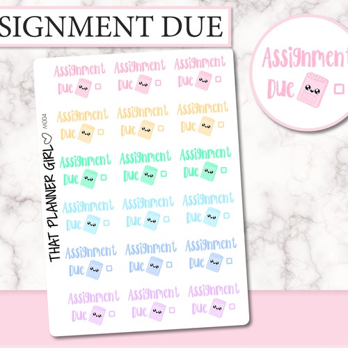 Assignment Due Cute and Perfect for Study or Uni for Your - Etsy