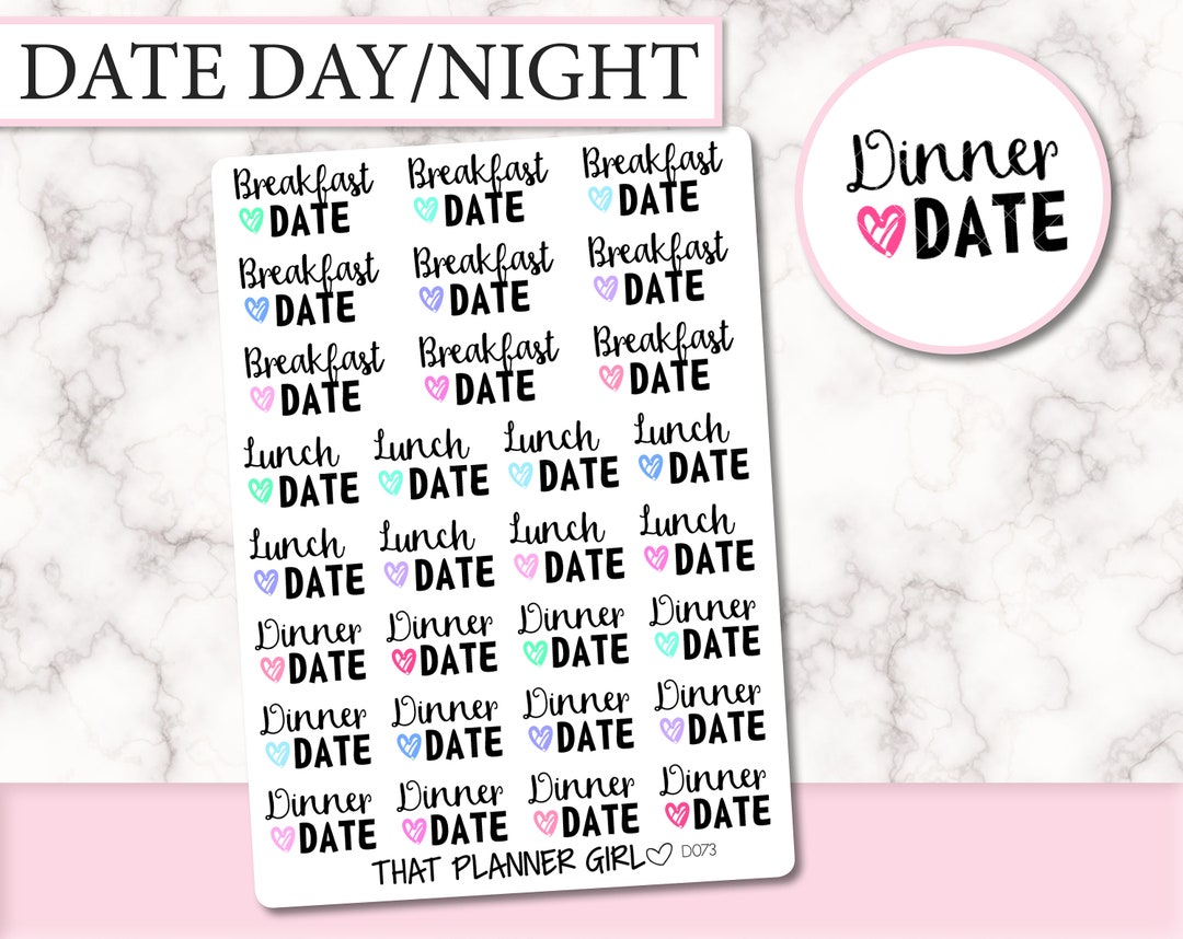Date Day Stickers Breakfast Lunch and Dinner Date Perfect - Etsy
