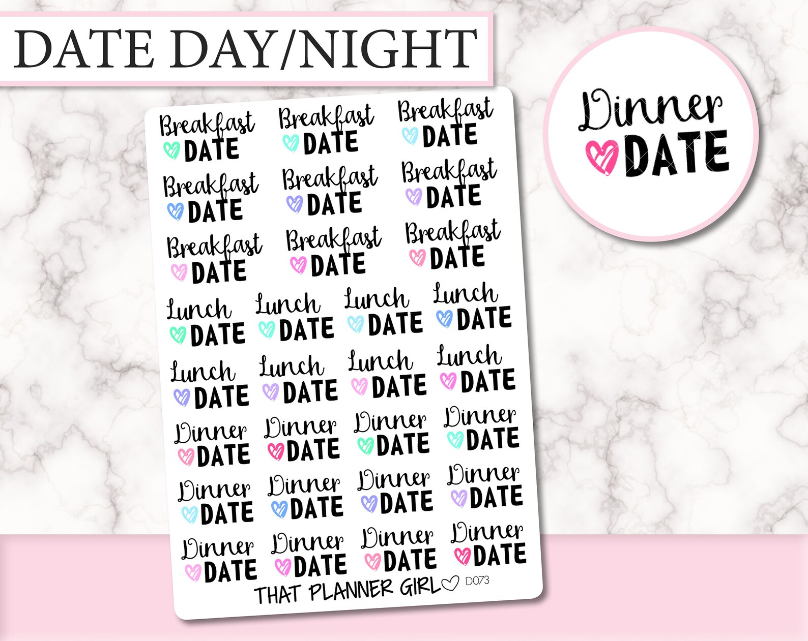 Date Day Stickers Breakfast Lunch and Dinner Date Perfect | Etsy