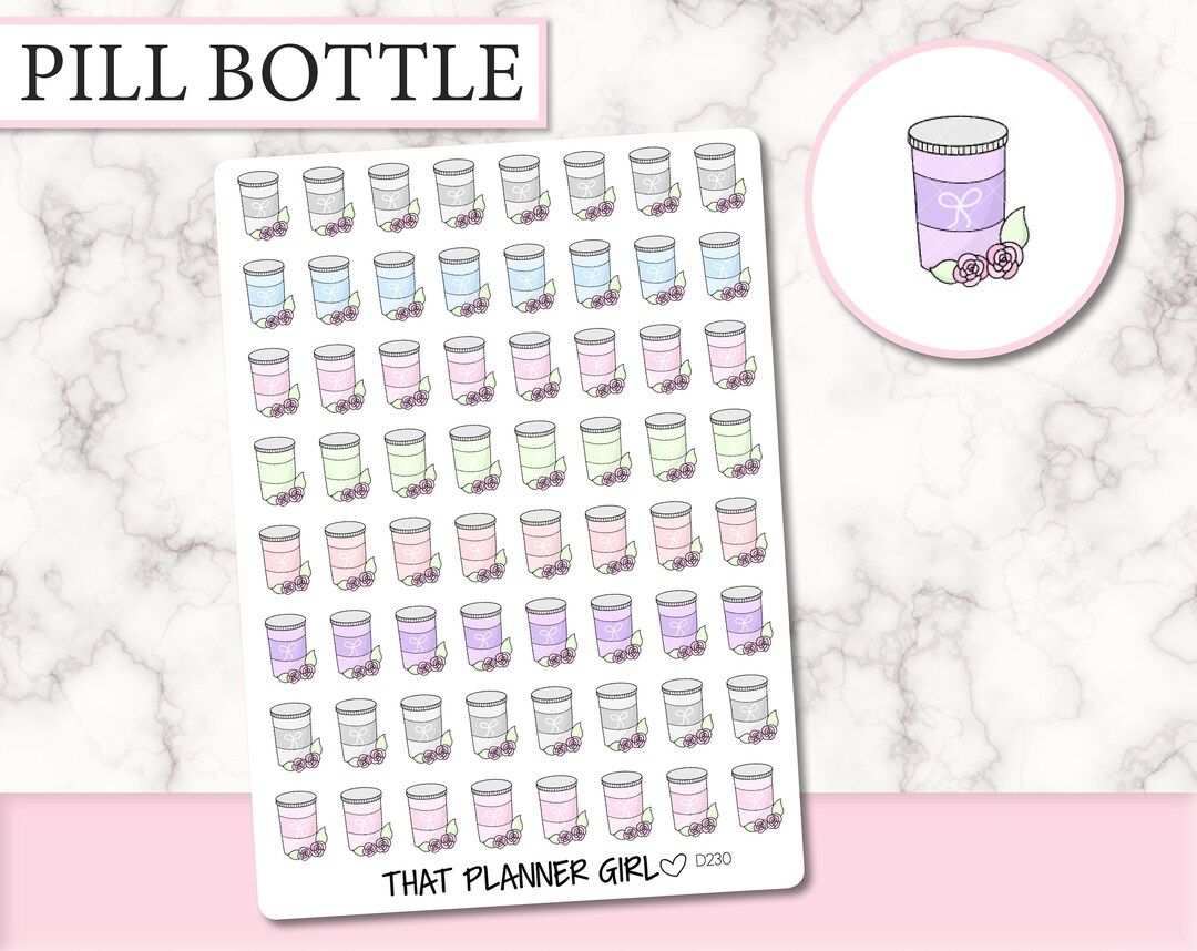 Pill Bottle Prescription Bottle Floral Sticker Perfect for Filling ...
