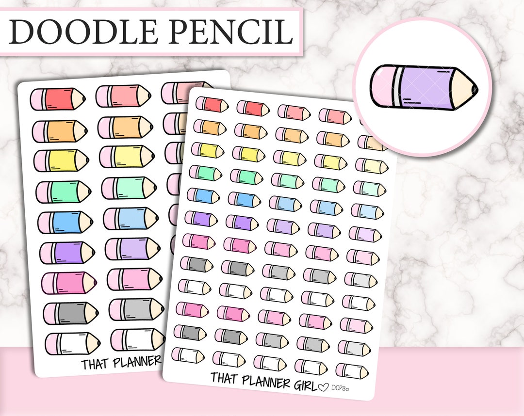 Doodle Pencil Bright and Colourful Small or Medium Perfect for School ...