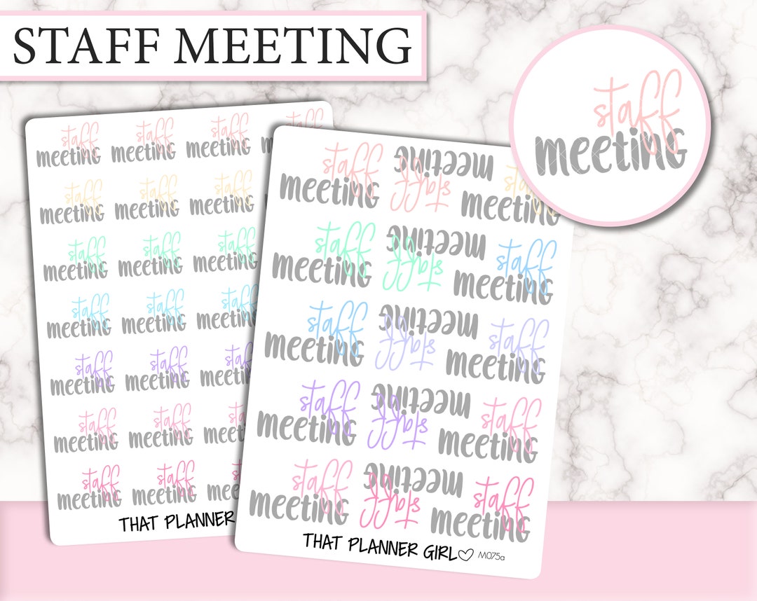 Staff Meeting Dual Font Script Stickers Pastel or Black Perfect for the ...